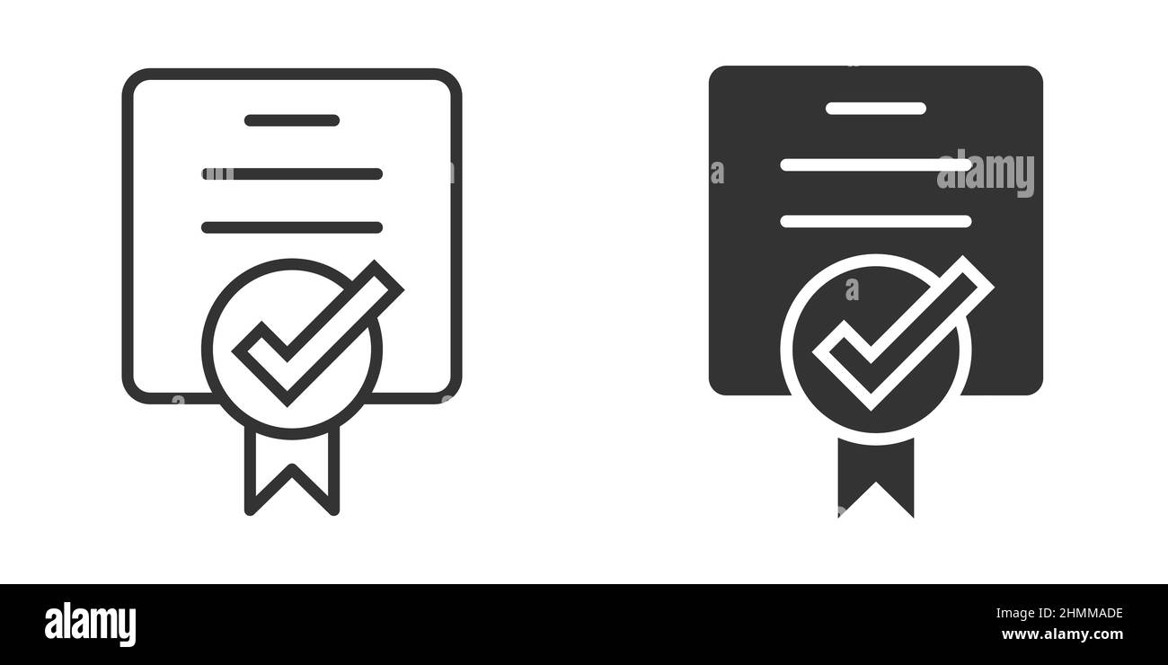 Approve certificate icon in flat style. Document check mark vector ...