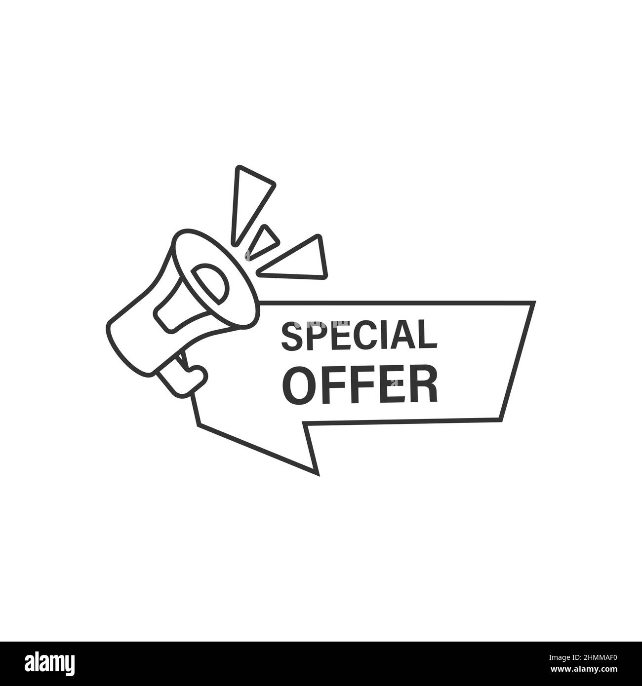Special offer label icon in flat style. Megaphone with discount vector illustration on isolated ...