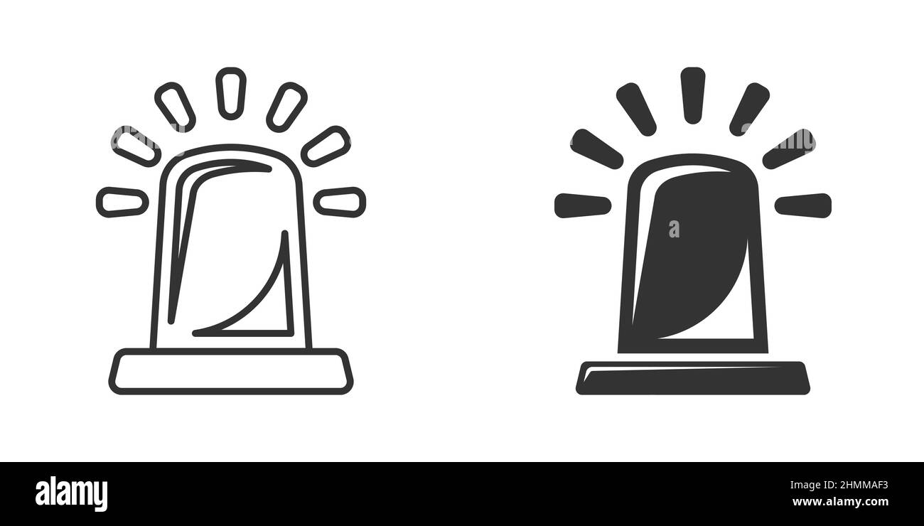 Emergency alarm icon in flat style. Alert lamp vector illustration on ...