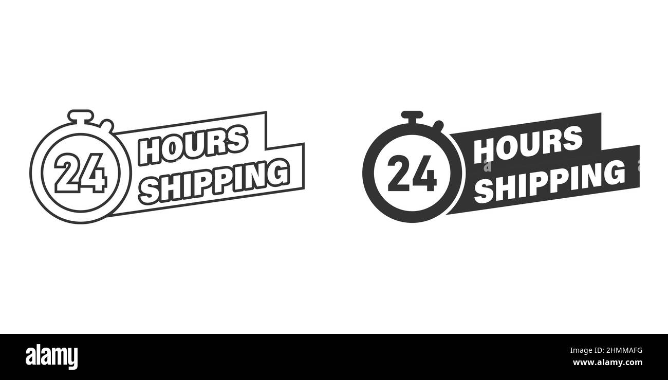 Shipping 24 hours icon in flat style. Delivery countdown vector ...