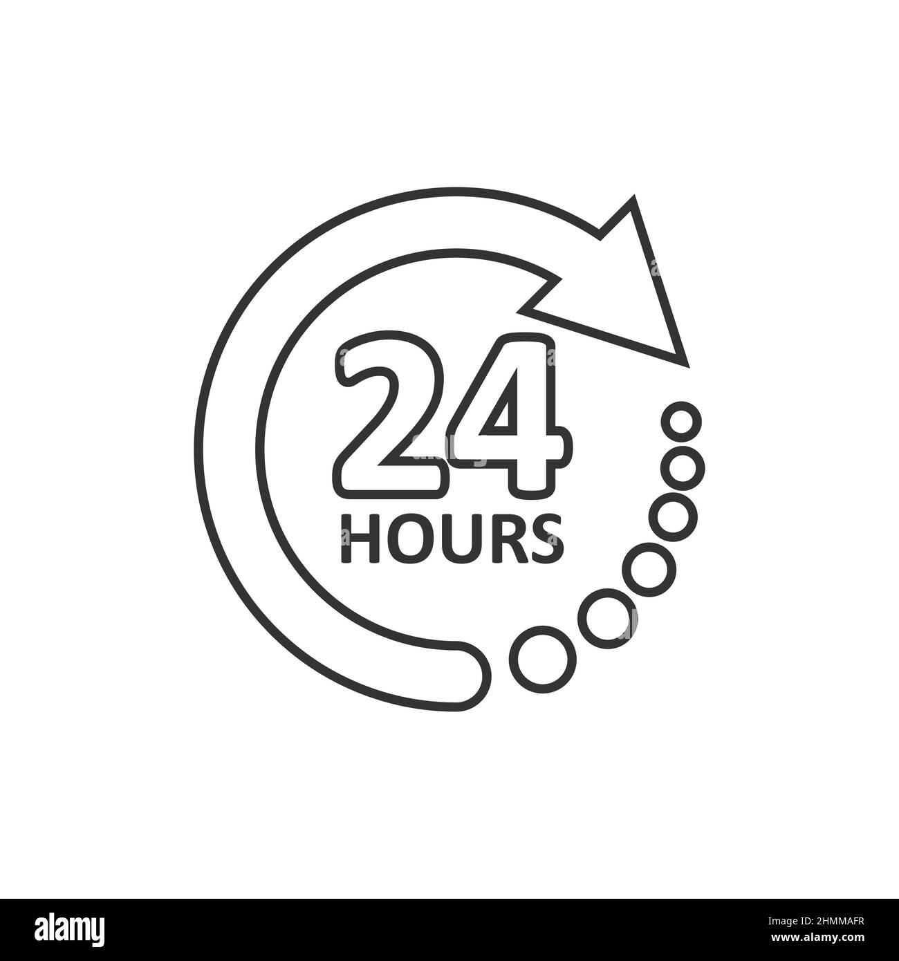 24 hours service icon in flat style. All day business and service ...