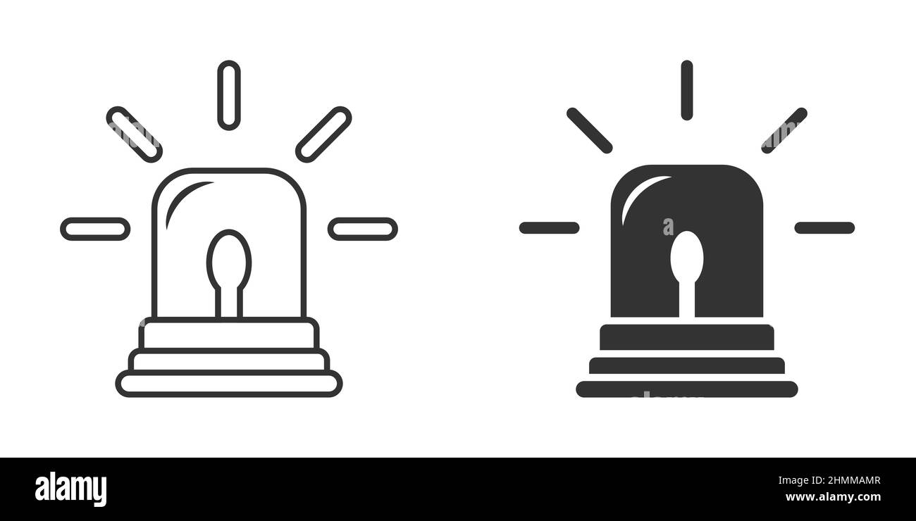 Emergency alarm icon in flat style. Alert lamp vector illustration on ...