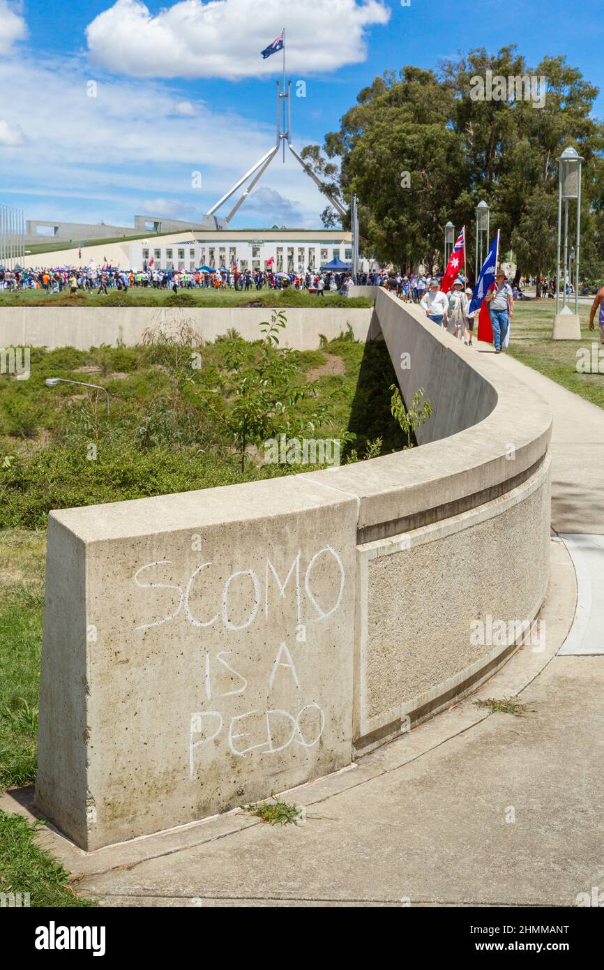 The 'Convoy to Canberra' coronavirus protest held on Capital Hill ...