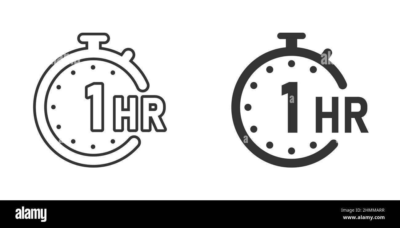 1 Hour Clock Icon In Flat Style Timer Countdown Vector Illustration On