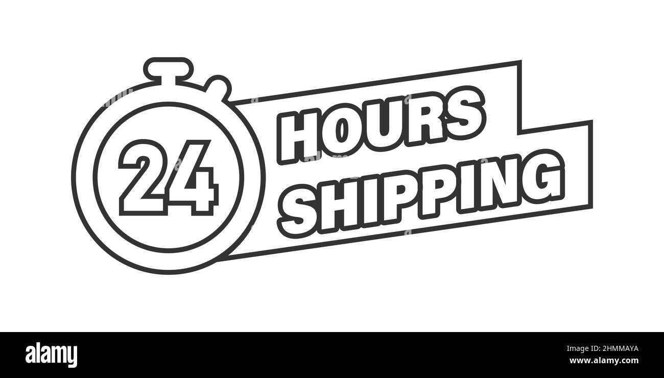 Shipping 24 hours icon in flat style. Delivery countdown vector ...