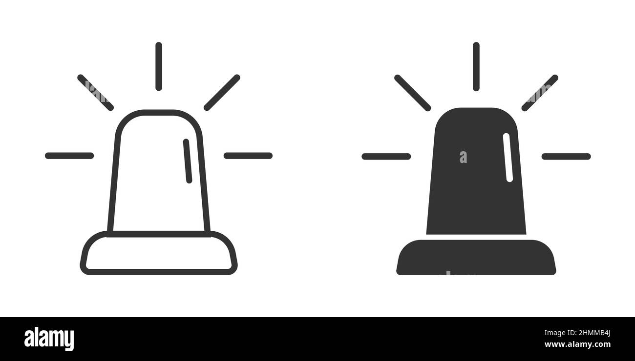 Emergency alarm icon in flat style. Alert lamp vector illustration on ...