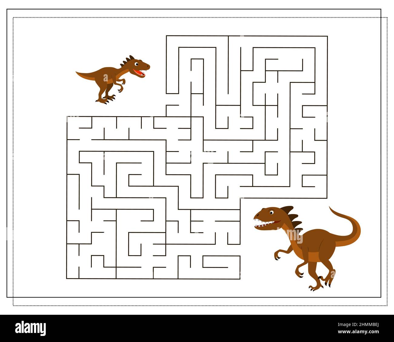 Children's logic game go through the maze. Help the baby dinosaur to ...