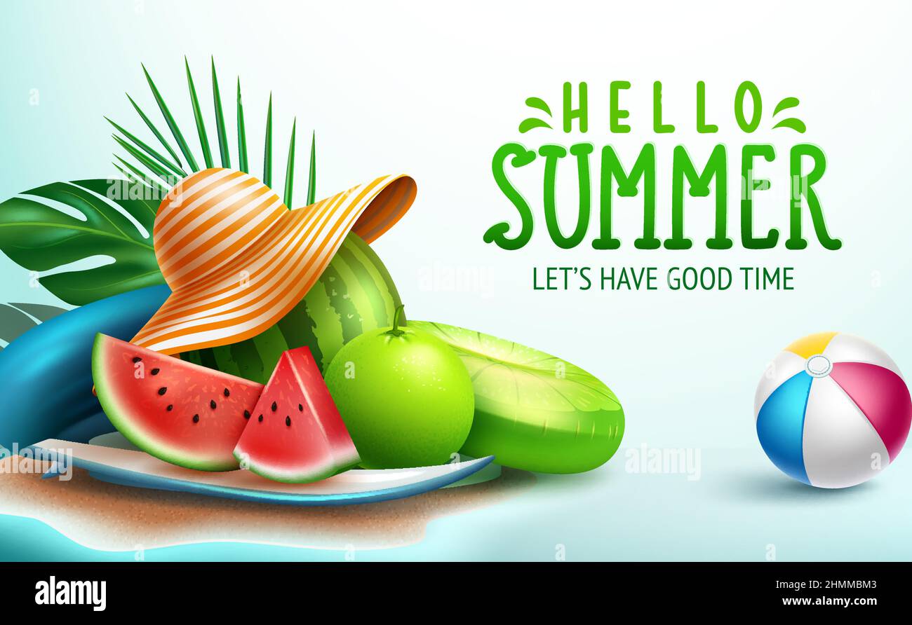 Summer greeting vector background design. Hello summer text in ...