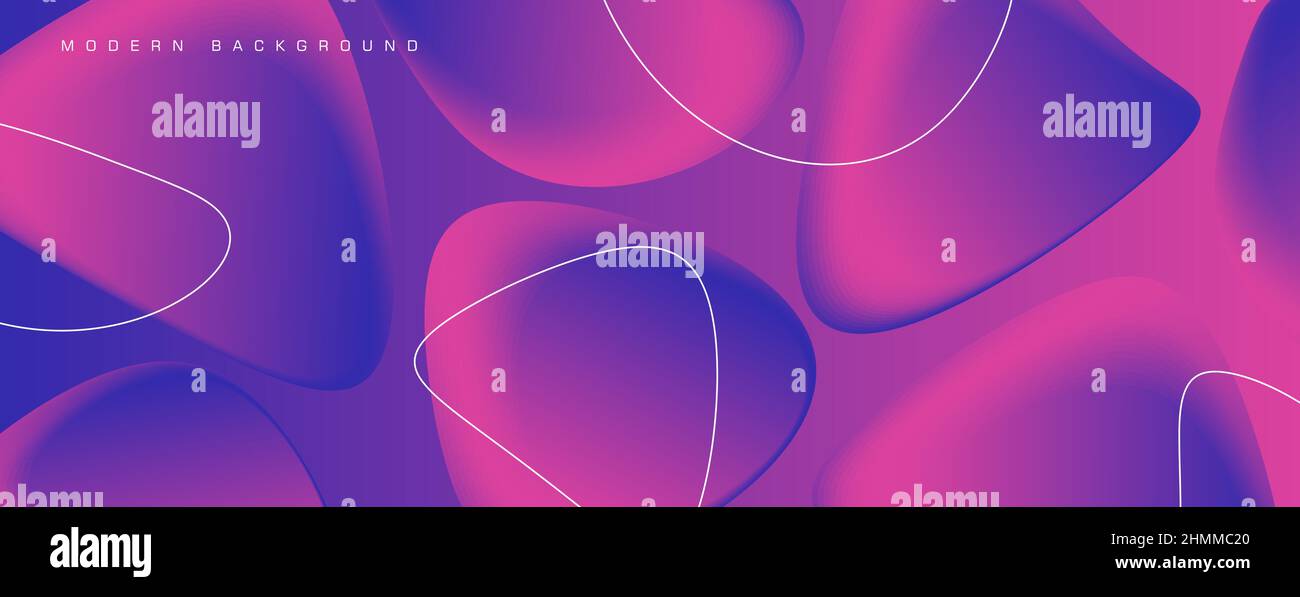 Liquid color background design. Pink and violete elements shapes with ...