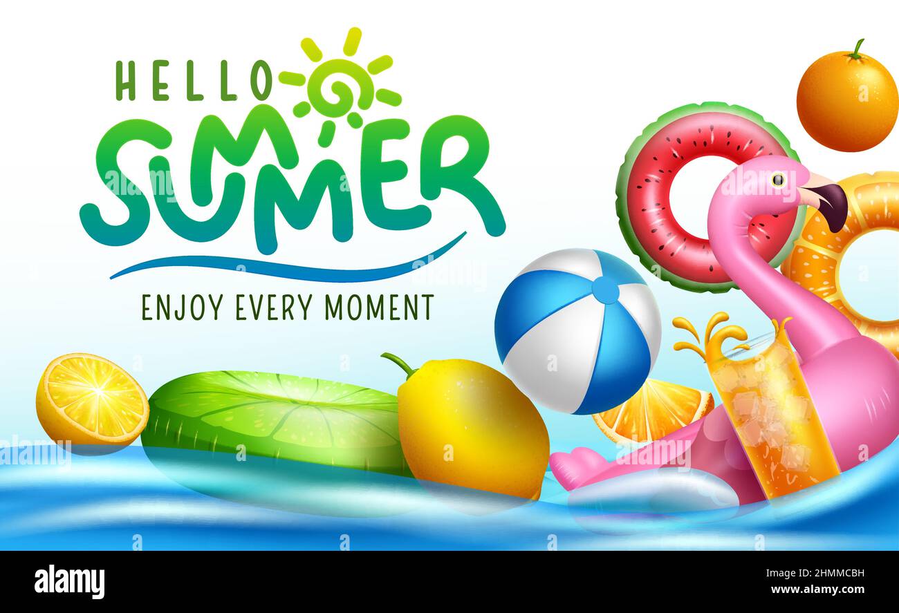 Summer holiday vector background design. Hello summer typography text ...