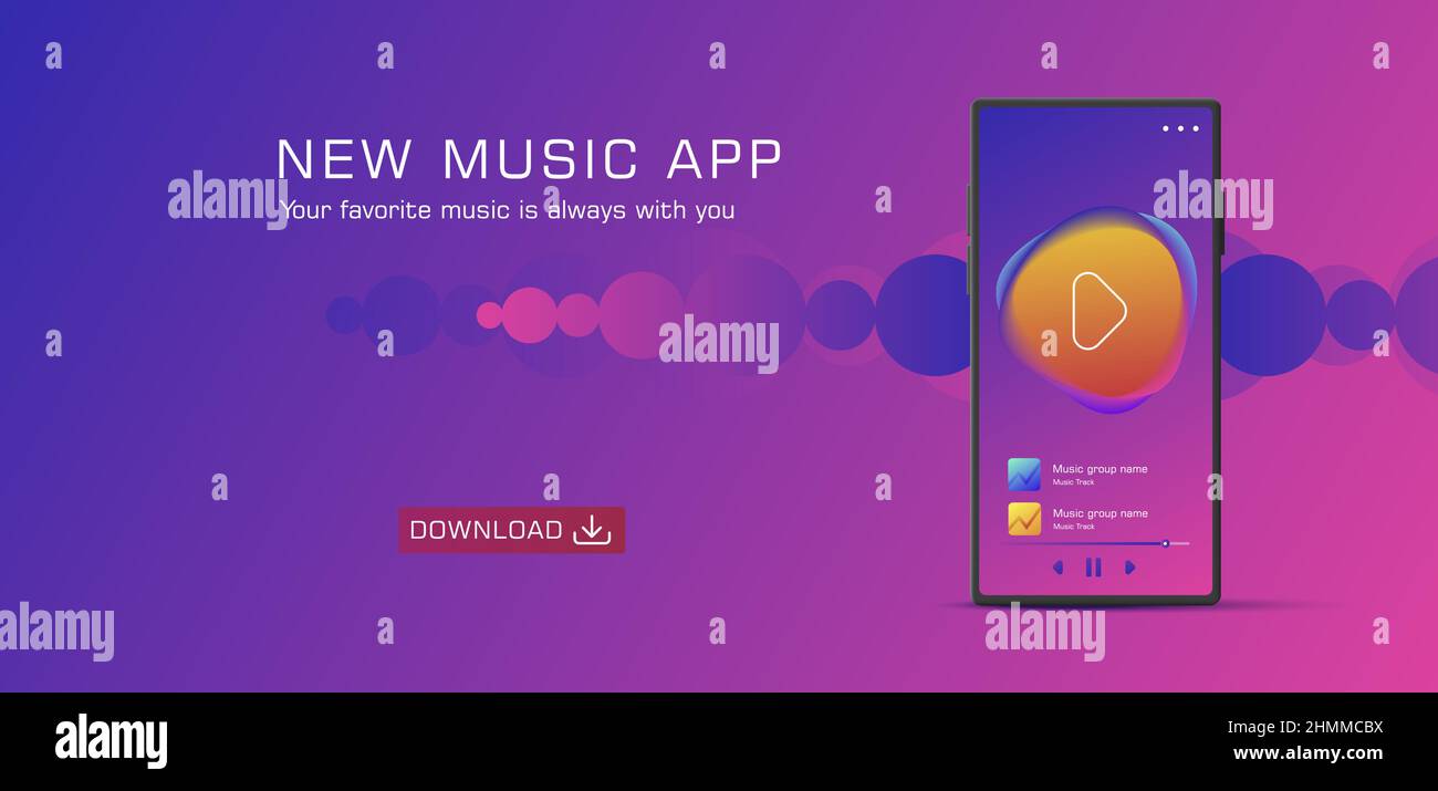 Music streaming mobile app design. Generic and fictional user interface ...