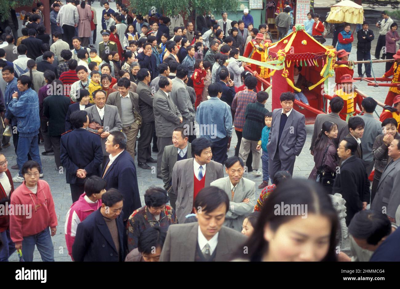 street life in a small alley in the old town in the City of Kaifeng in ...