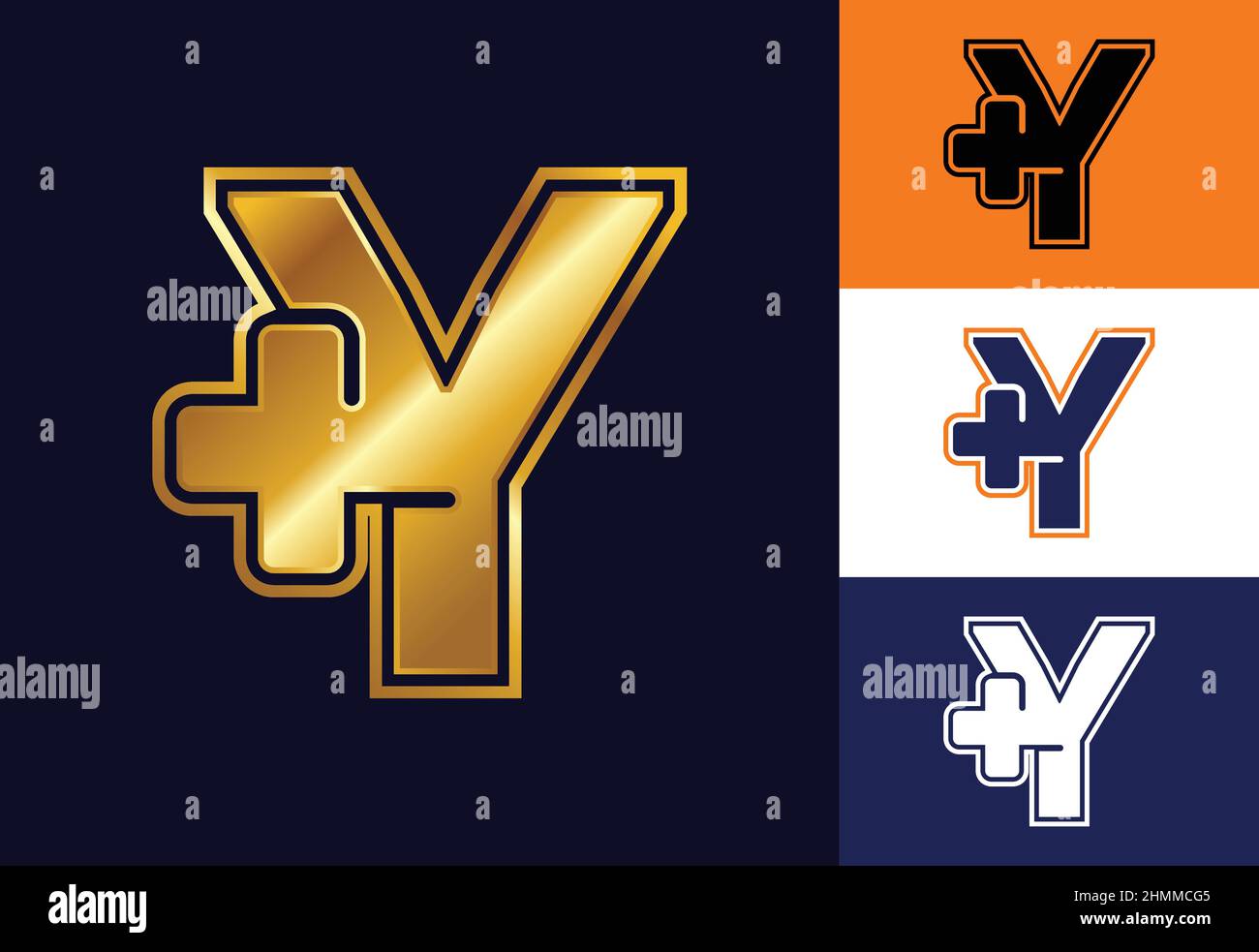 Initial Y monogram with a plus sign. Logo for medical or health ...