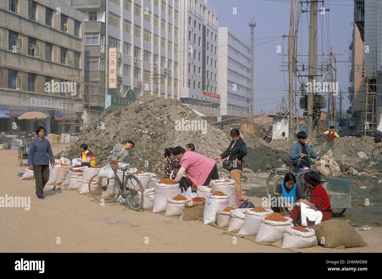 a street market in the City of Nanchang in the Province of Jiangxi in ...