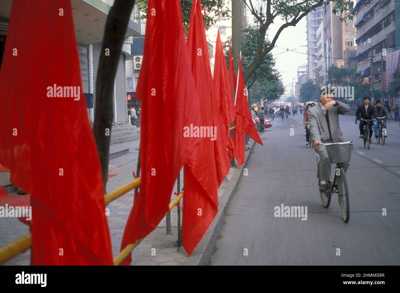 red chinese Flag in the City of Nanchang in the Province of Jiangxi in ...