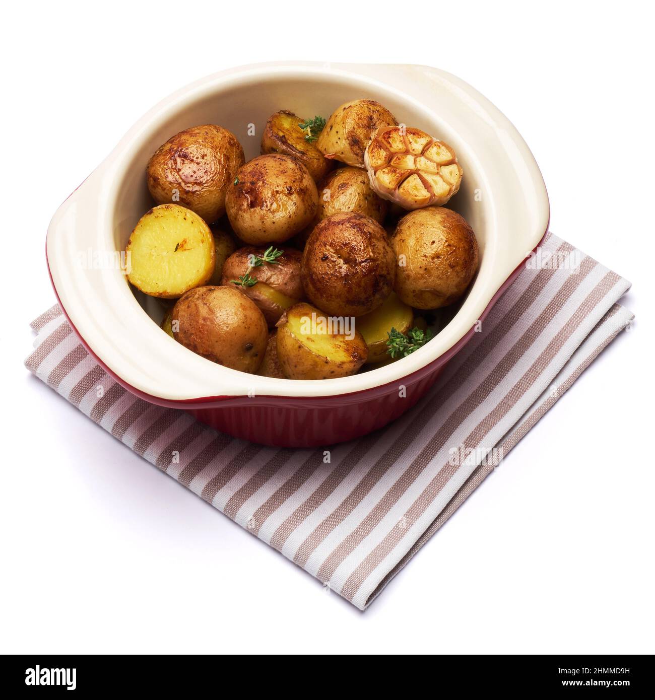 Baked potato in a clay pot isolated on white background Stock Photo - Alamy