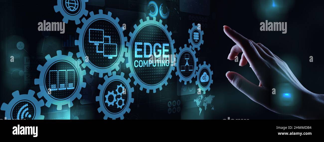 Edge computing modern IT technology on virtual screen concept Stock ...