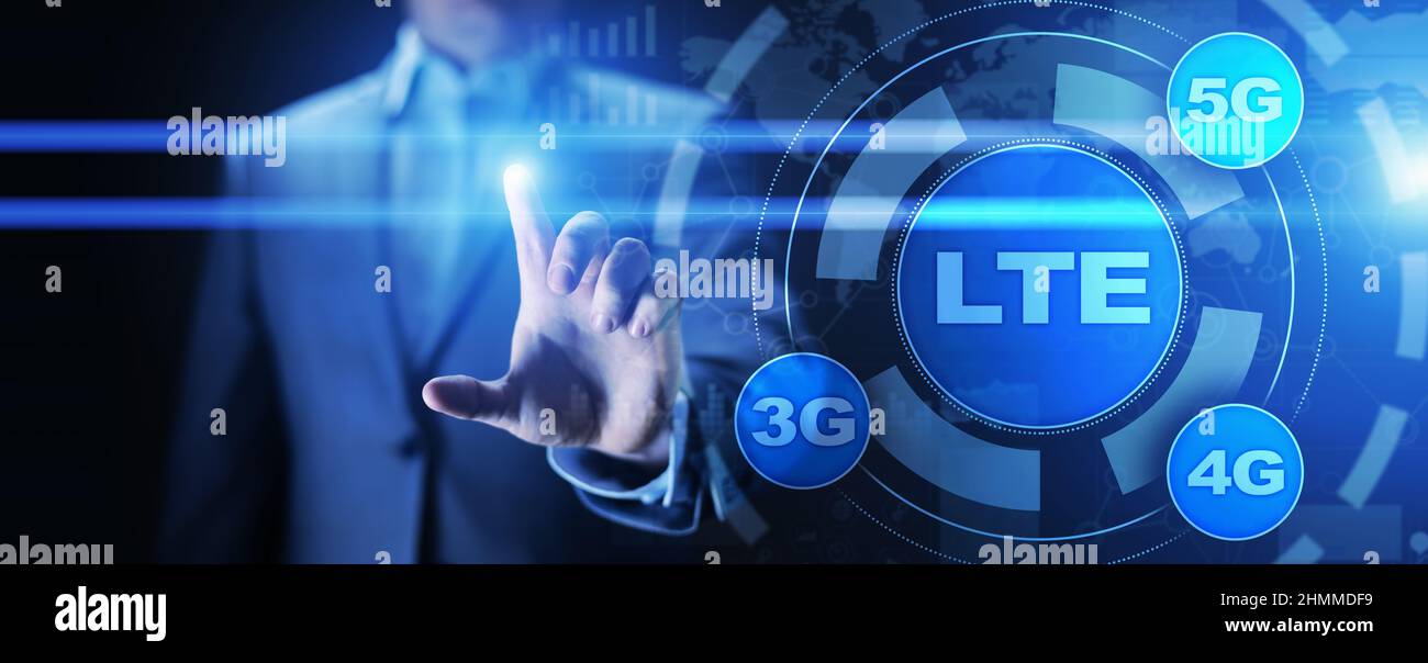 LTE band, mobile internet and telecommunication technology concept on ...