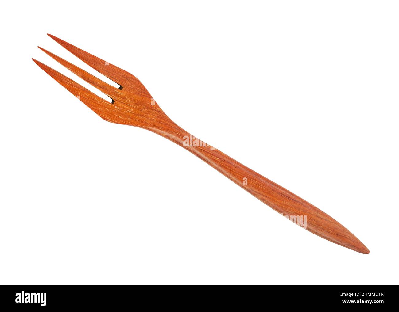 Top view of blank wooden fork isolated on white background, save ...