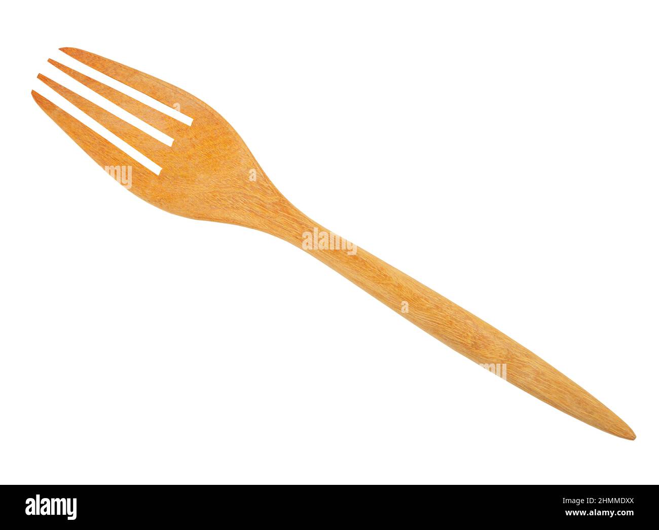 Top view of blank wooden fork isolated on white background, save ...
