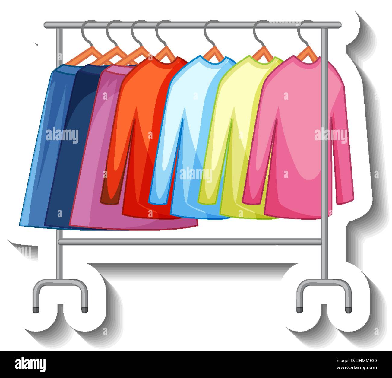 Clothes hanging on clothes rack illustration Stock Vector Image & Art ...