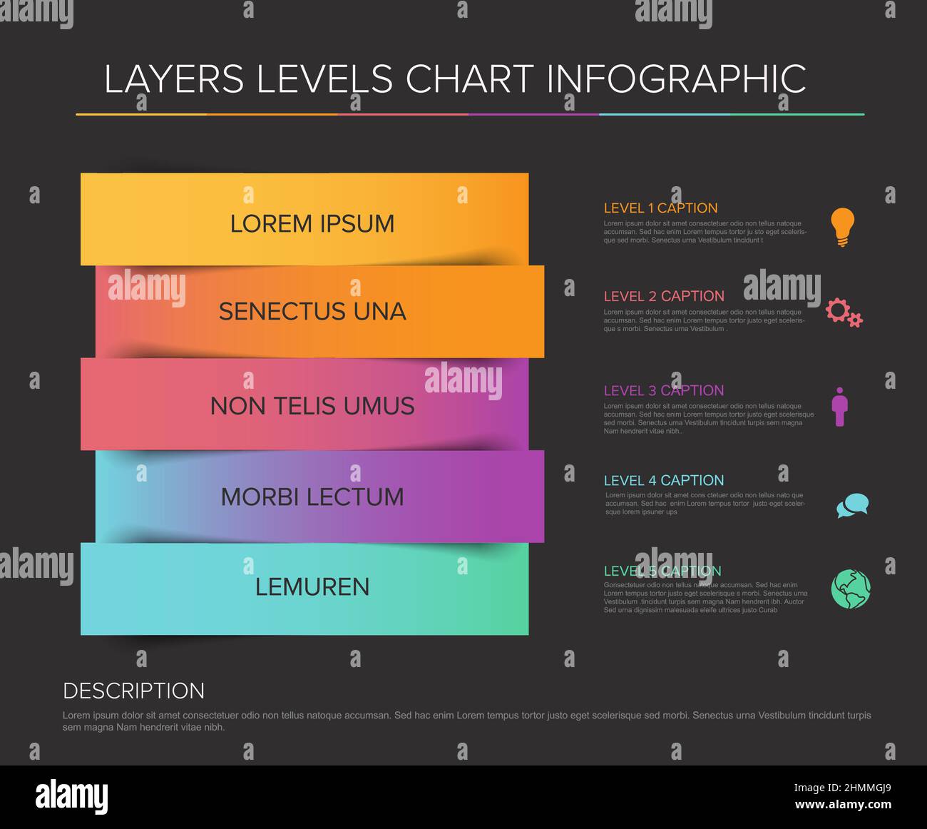 Layers levels infographic template - color stripe layers in square ...