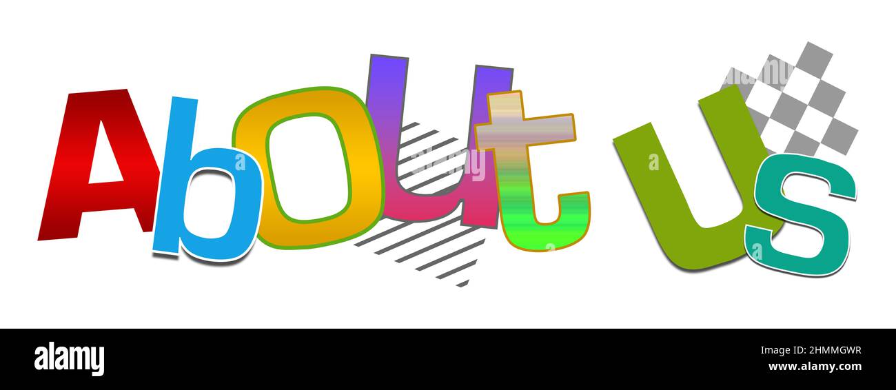About Us Colorful Letters Horizontal Isolated Stock Photo - Alamy