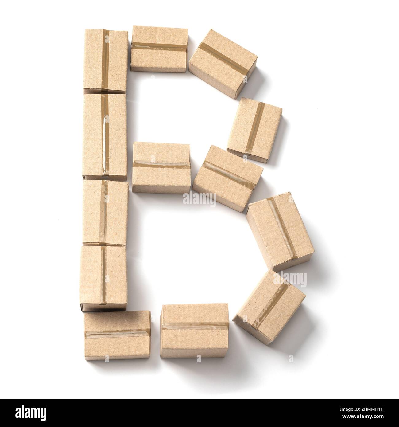 Letter B. Alphabet from cardboard boxes for delivery isolated on white ...