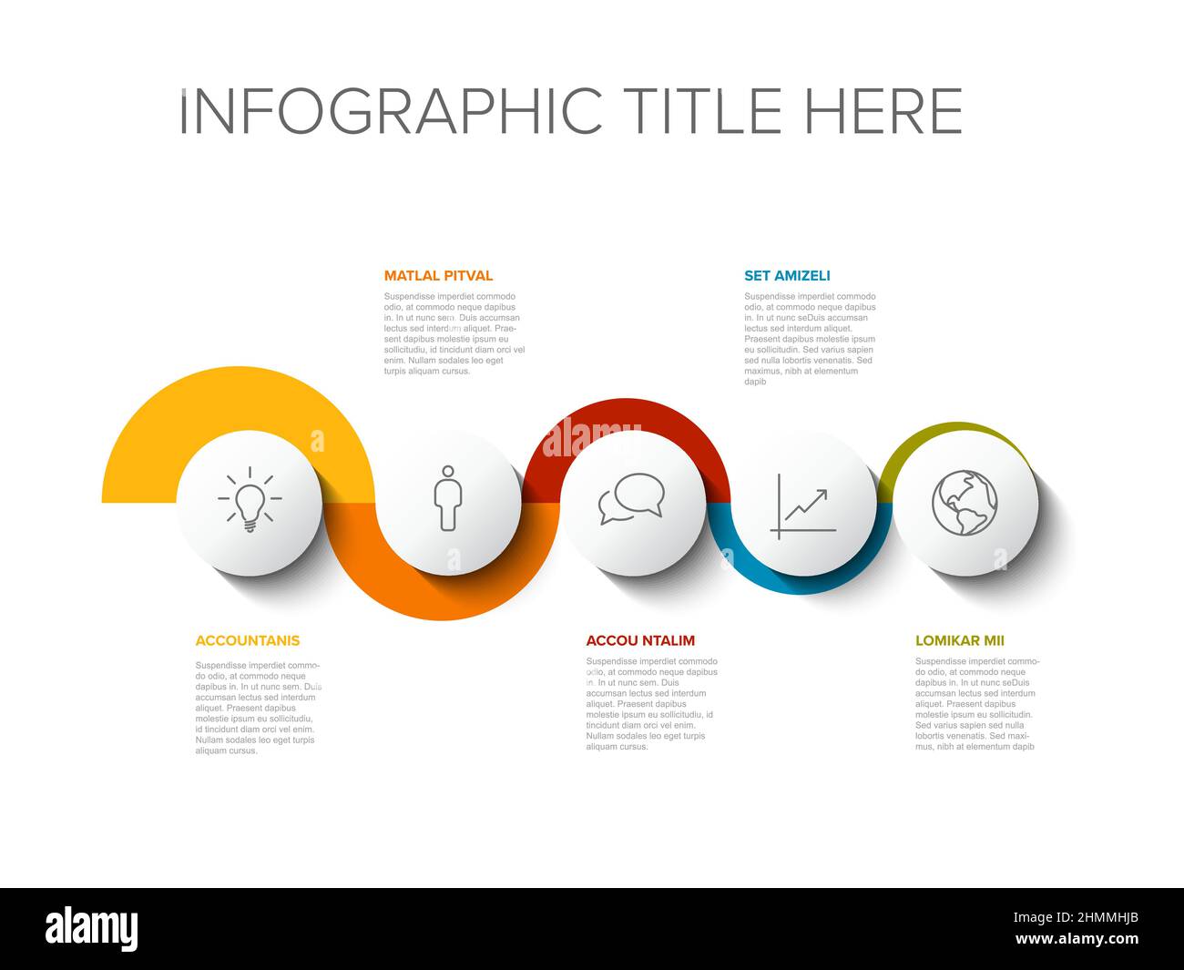 Vector Infographic Company Milestones curved horizontal Timeline ...