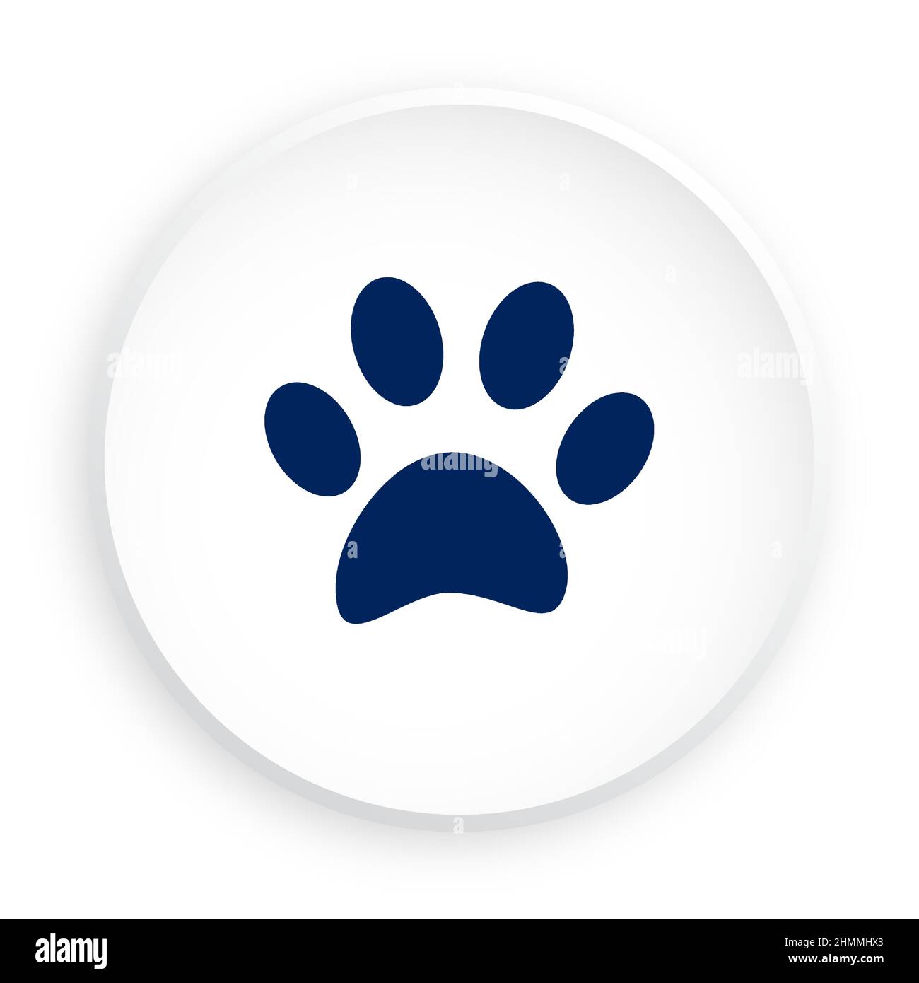 Silhouette of pads of cat paws icon in neomorphism style for mobile app ...