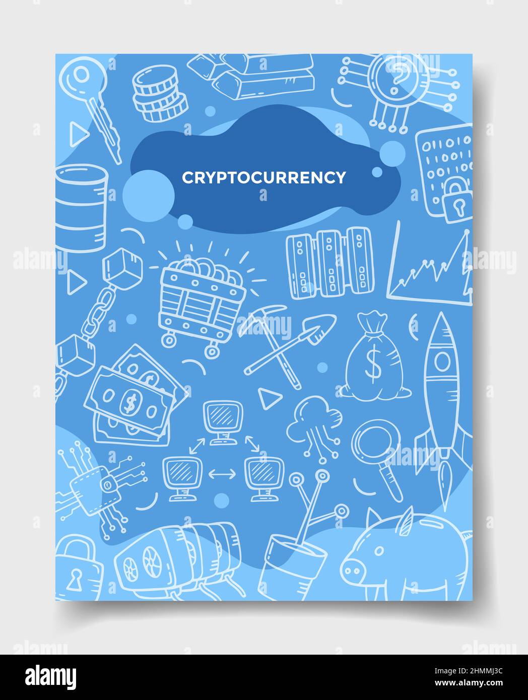 cryptocurrency technology concept with doodle style for template of ...