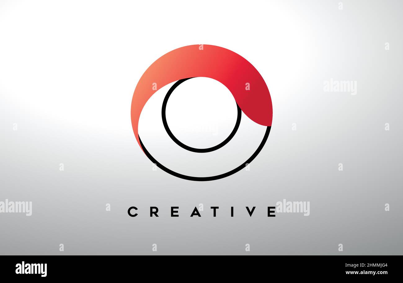 Letter O with black outline and red gradient colors. Creative Modern ...