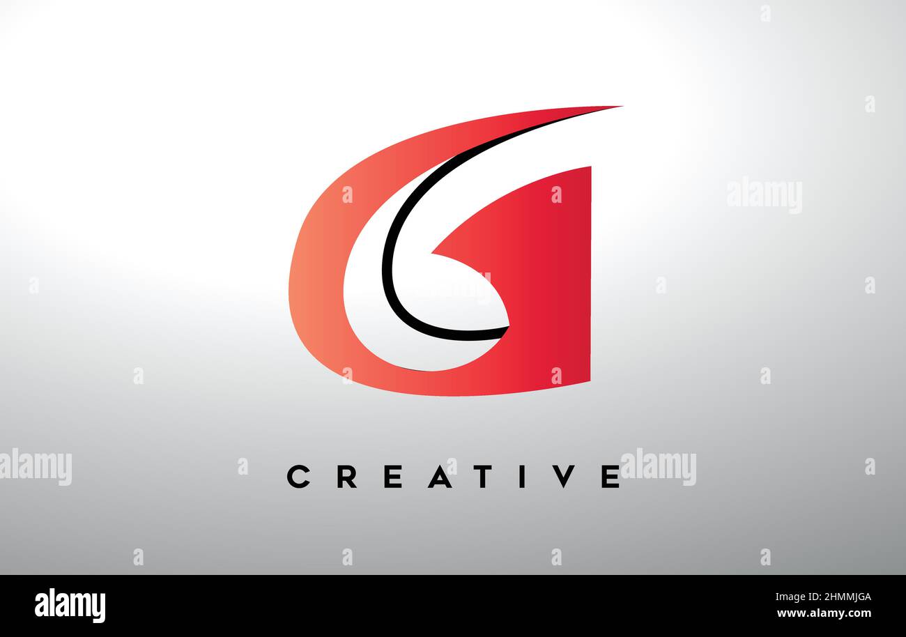 Letter G with black outline and red gradient colors. Creative Modern ...