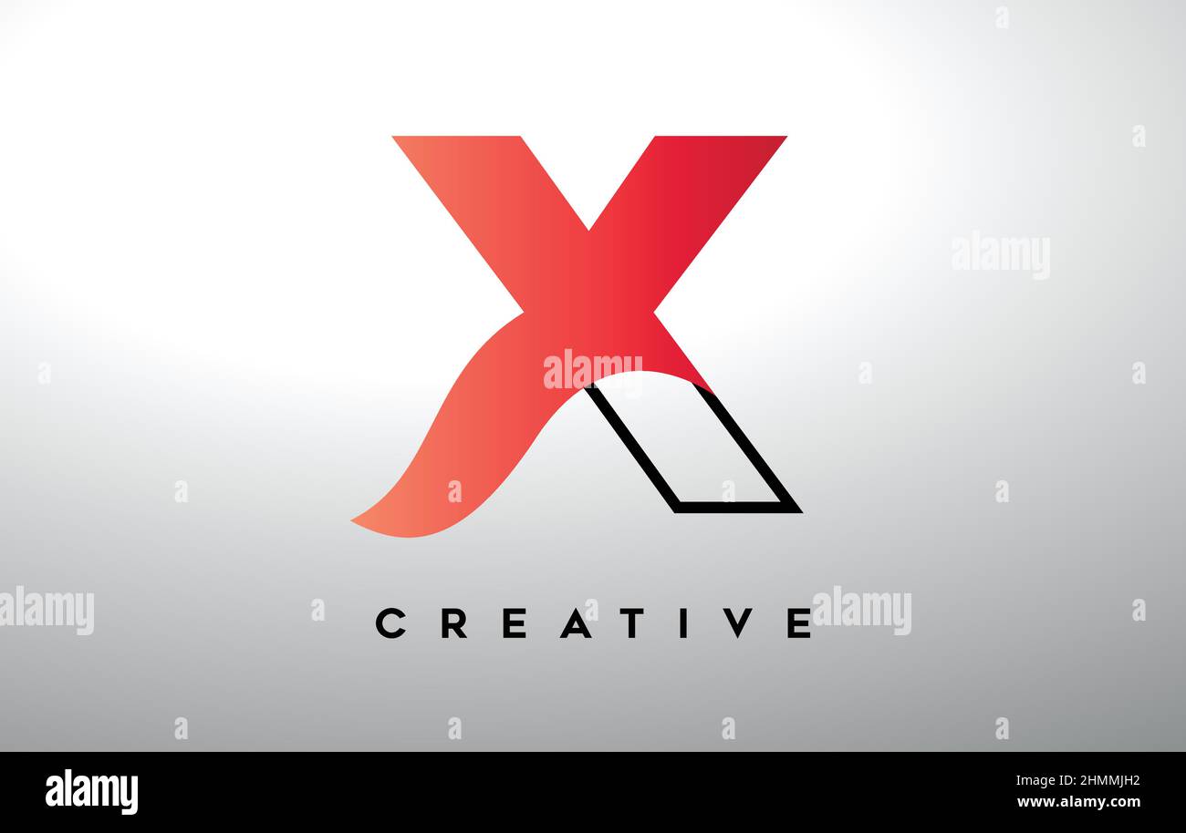 Letter X with black outline and red gradient colors. Creative Modern ...