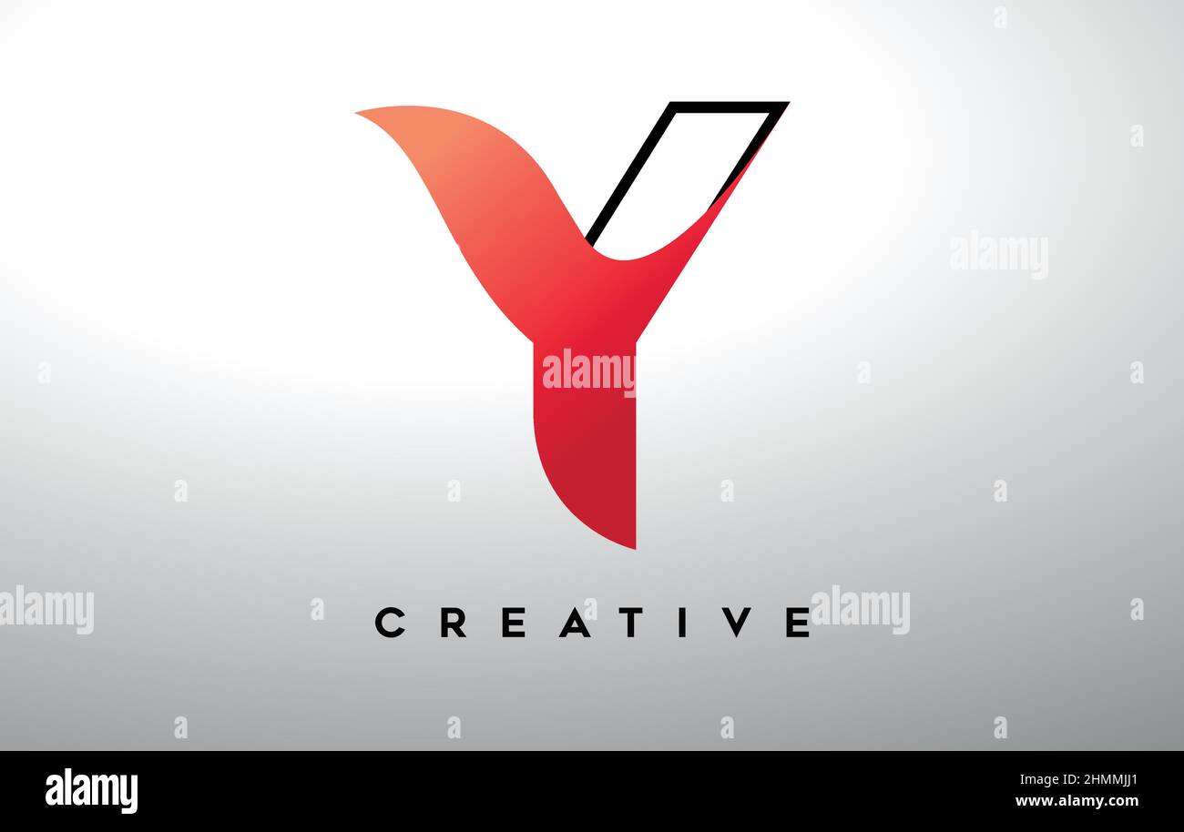 Letter Y with black outline and red gradient colors. Creative Modern ...