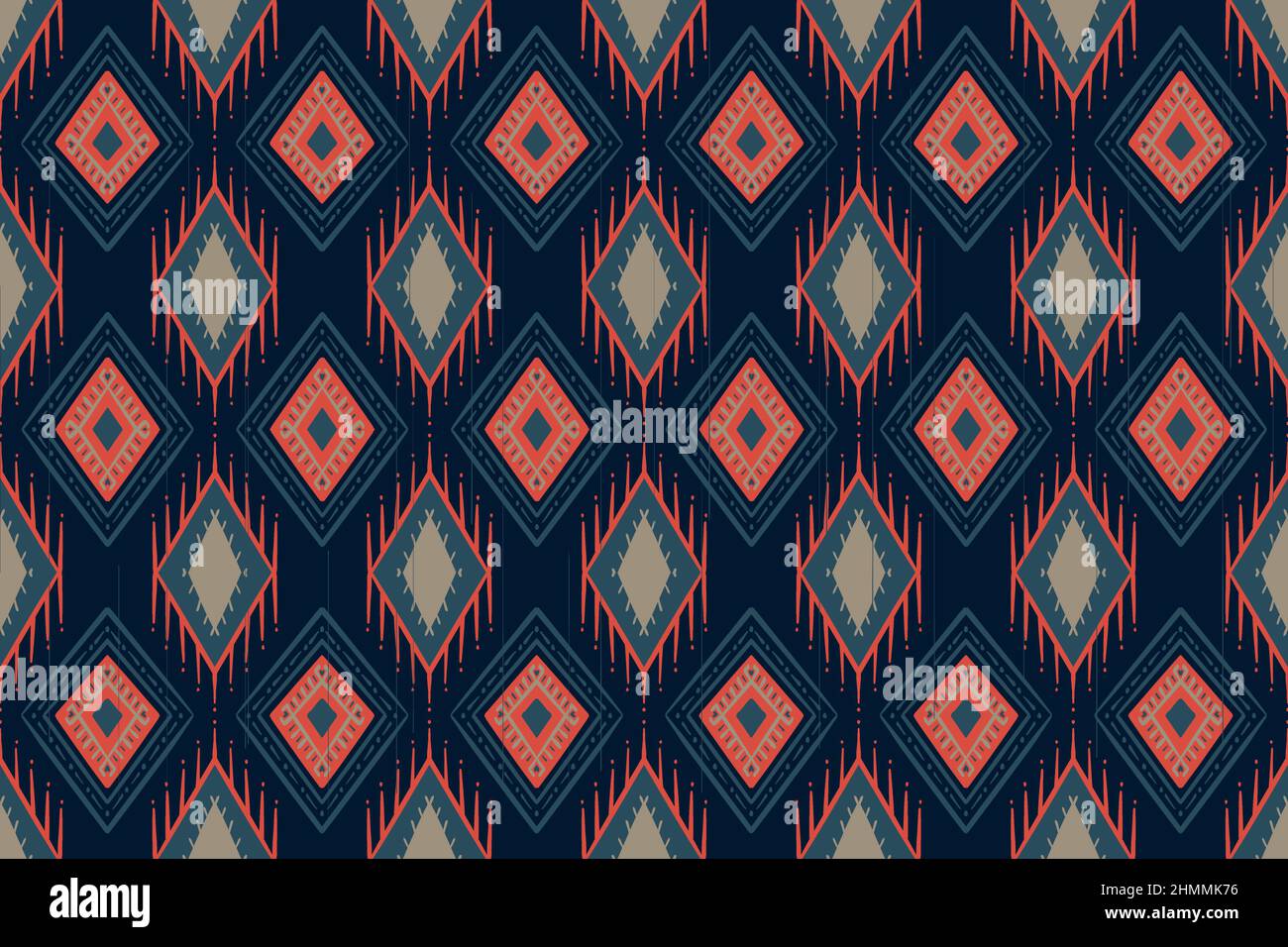 Blue and Orange on Indigo. Geometric ethnic oriental pattern ...
