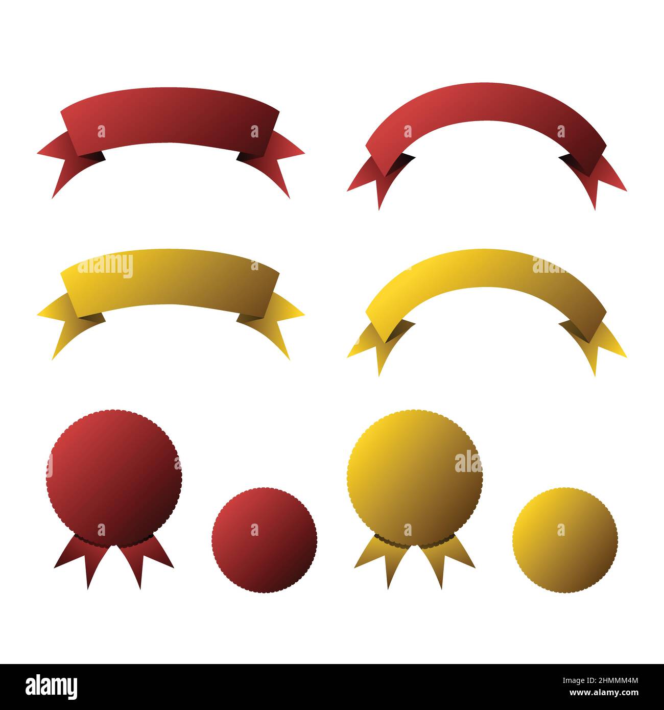 Red and Gold Ribbon Banner Set. Vector Illustration Stock Vector Image ...
