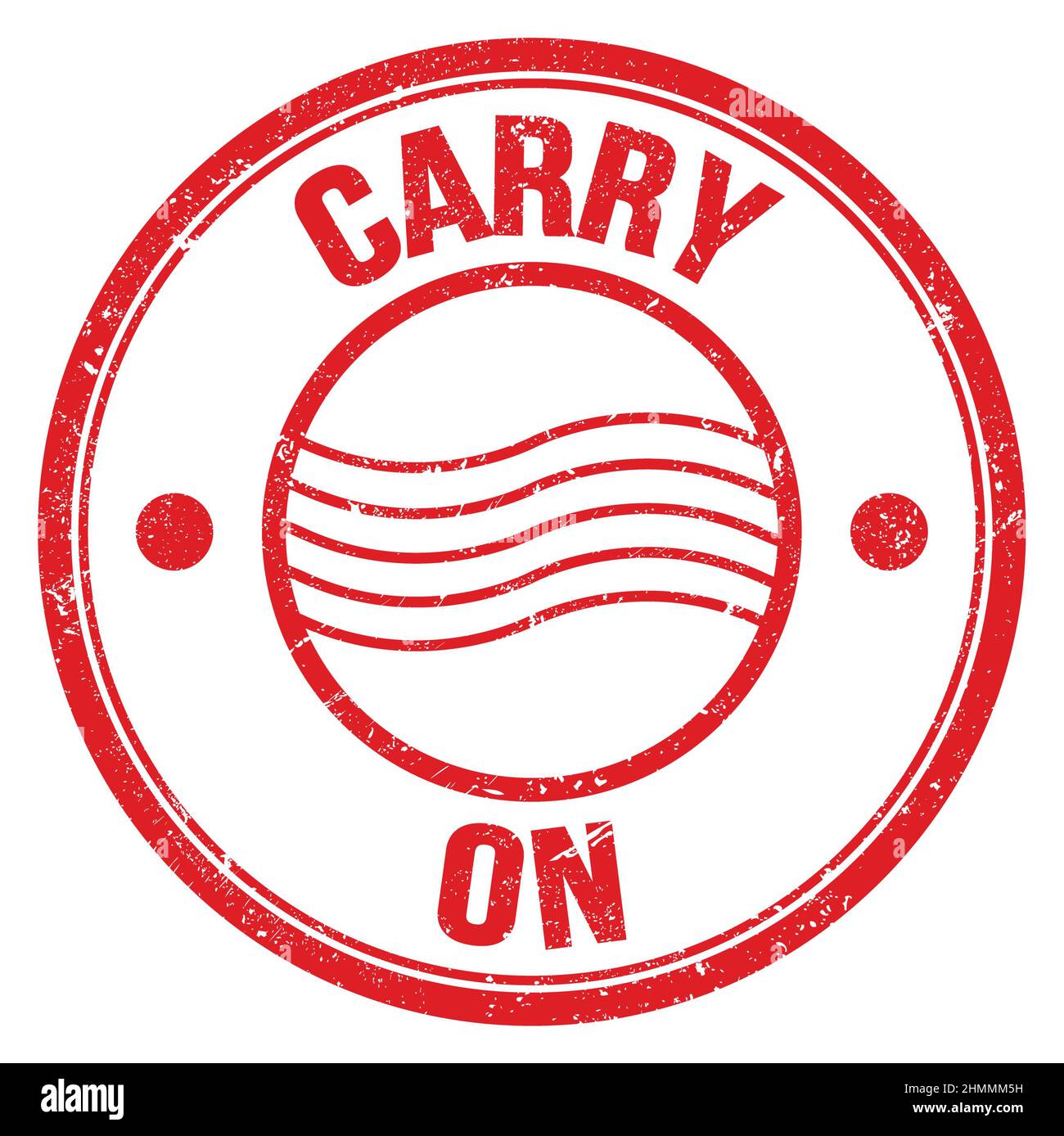 CARRY ON text written on red round postal stamp sign Stock Photo - Alamy