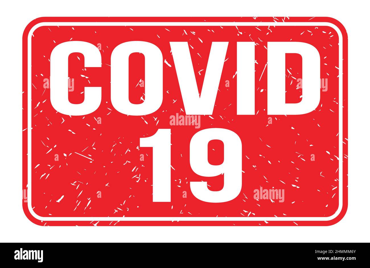 COVID 19, words written on red rectangle stamp sign Stock Photo - Alamy