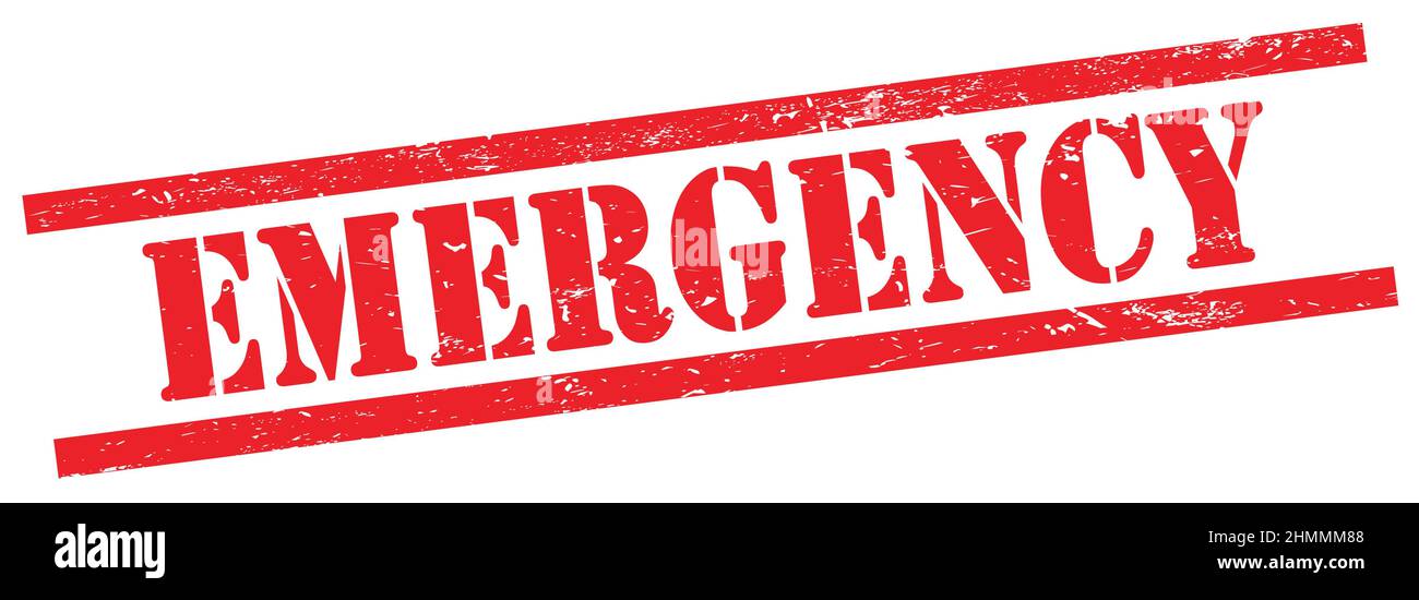 EMERGENCY text on red grungy rectangle vintage stamp Stock Photo - Alamy