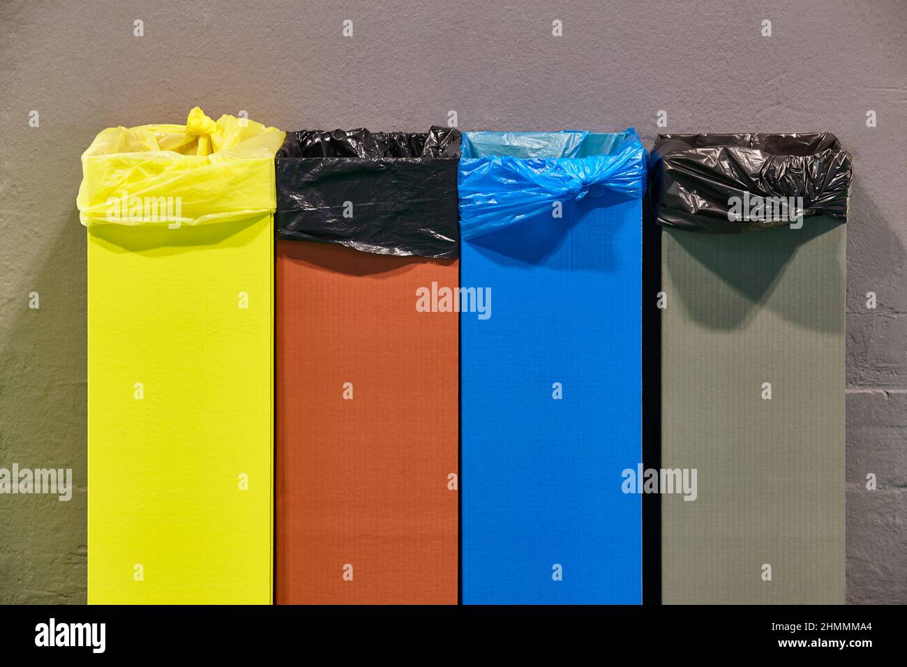 Cardboard recyclible litter boxes. Rubbish segregation. Waste ...