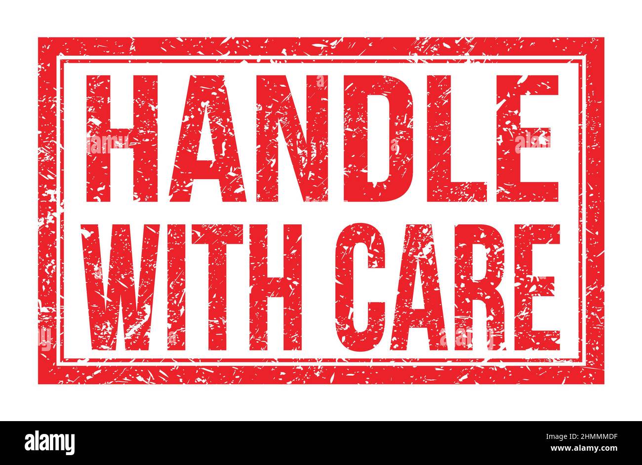 HANDLE WITH CARE, words written on red rectangle stamp sign Stock Photo ...