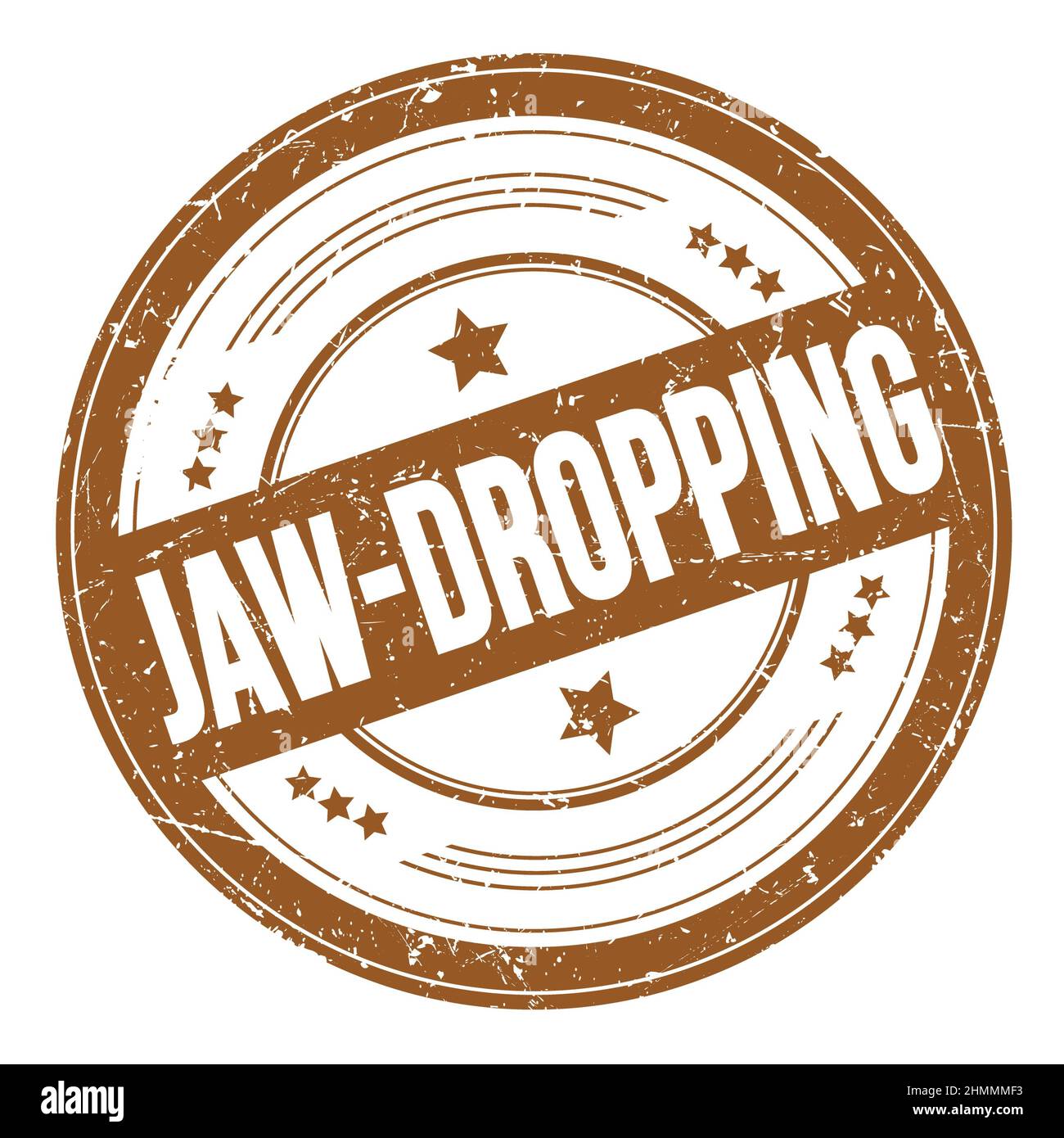 JAW-DROPPING text on brown round grungy texture stamp Stock Photo - Alamy