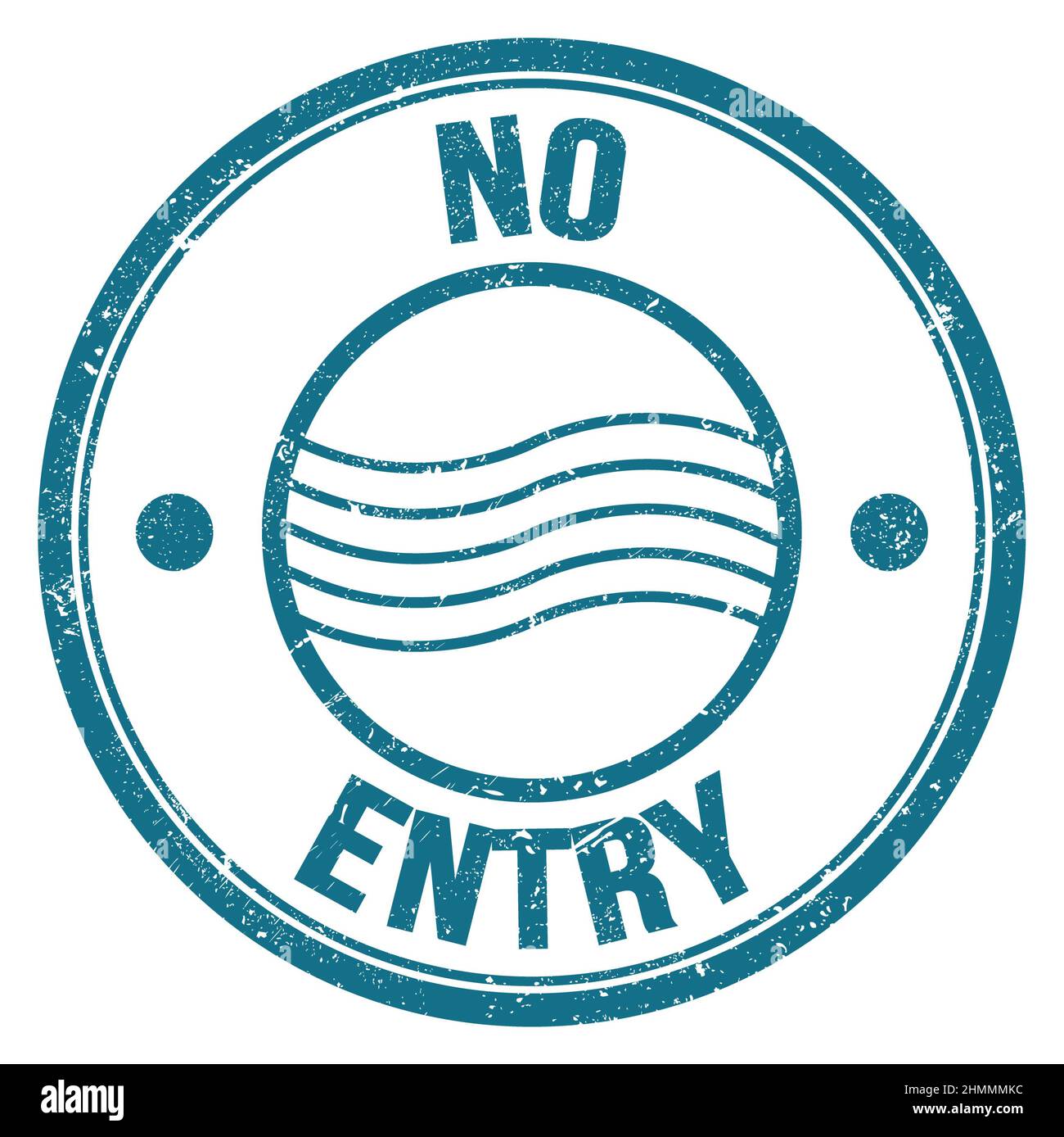 NO ENTRY text written on blue round postal stamp sign Stock Photo - Alamy