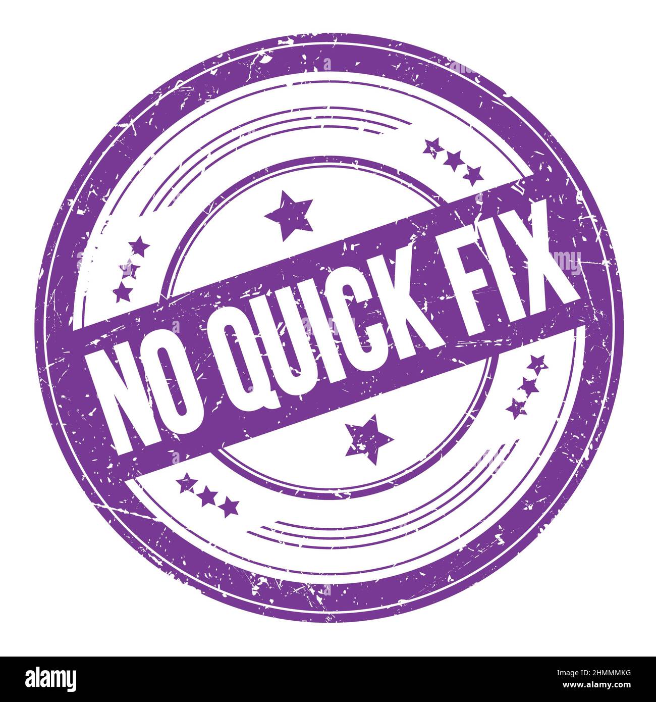 NO QUICK FIX text on violet indigo round grungy texture stamp Stock ...