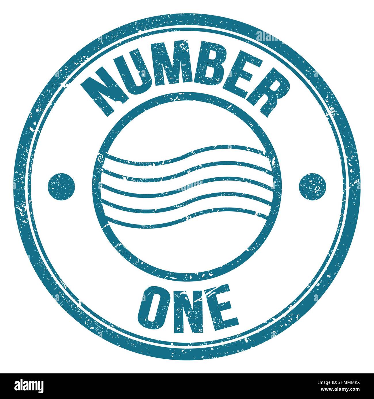 NUMBER ONE text written on blue round postal stamp sign Stock Photo - Alamy