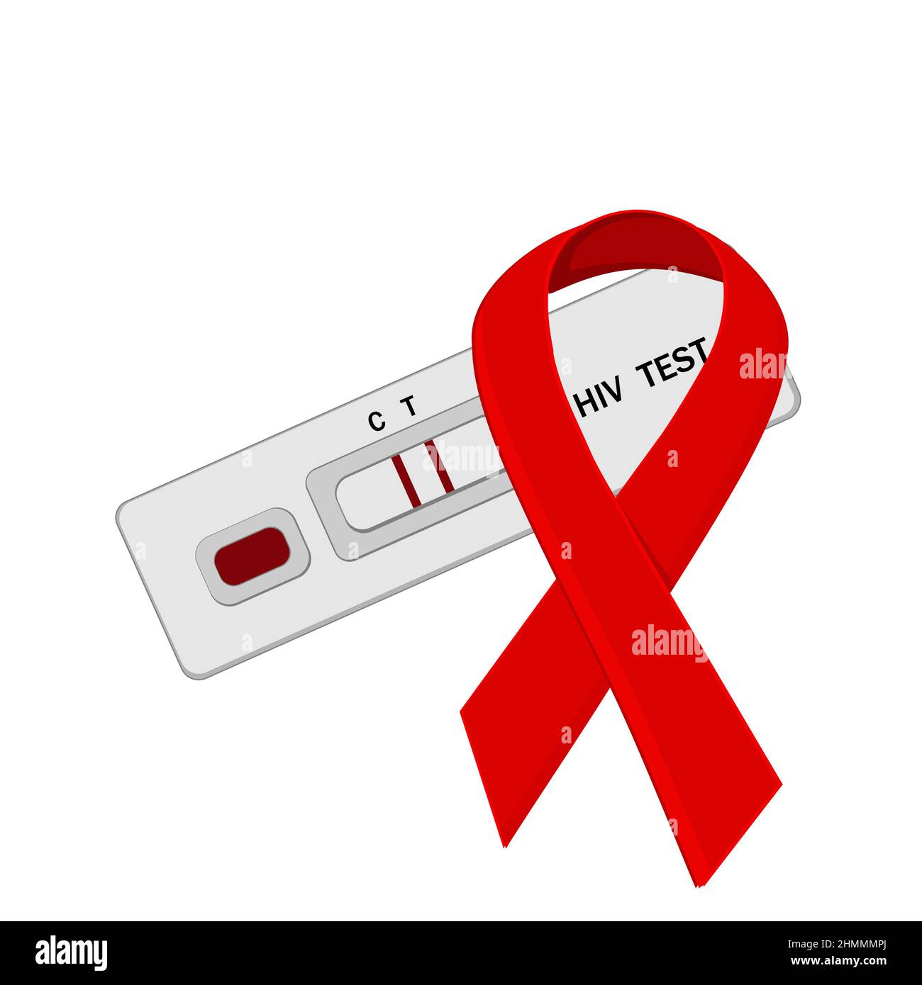 An HIV testing kit with a laboratory test tube for blood analysis ...