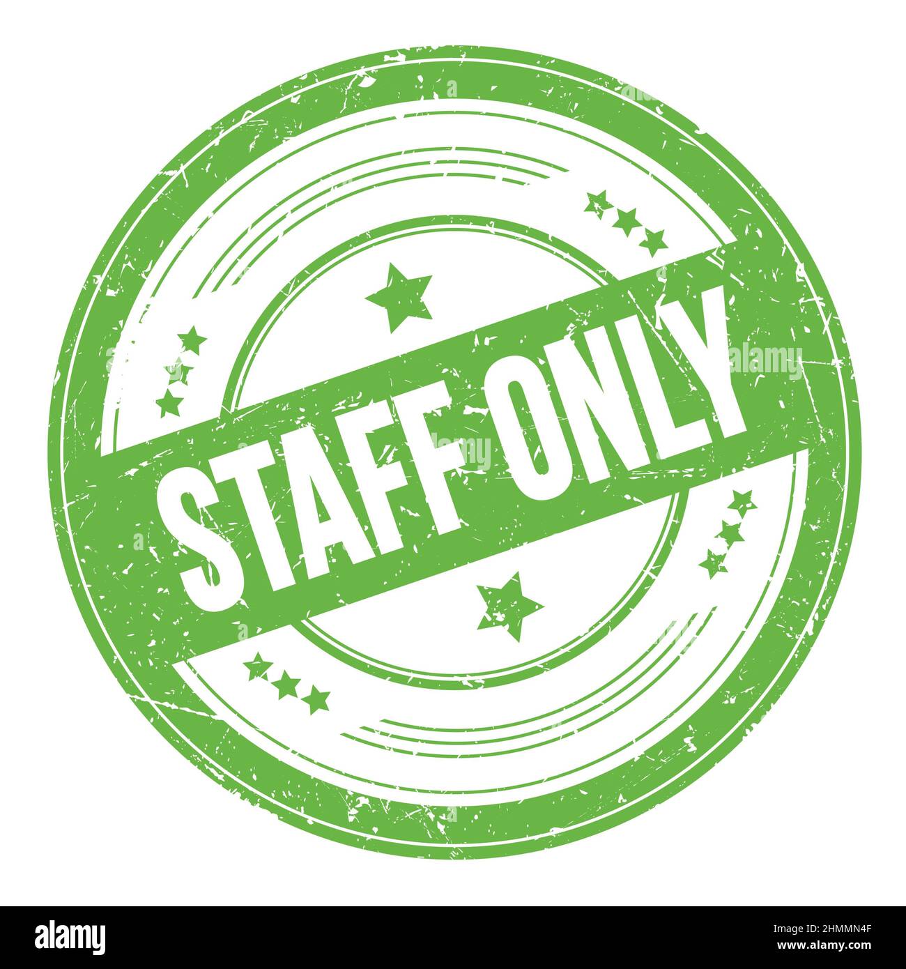 STAFF ONLY text on green round grungy texture stamp Stock Photo - Alamy