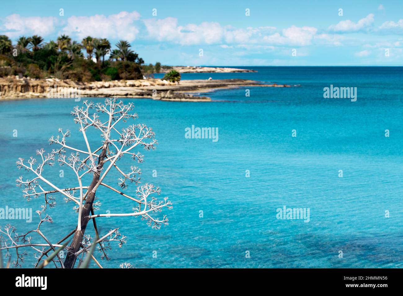 Beautiful beach with blue water, Cliffs in the sea, Top aerial view of ...