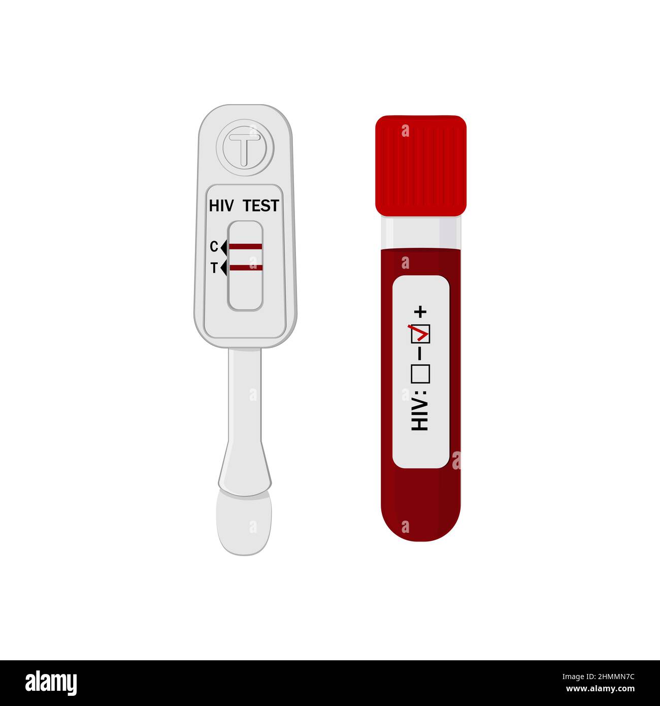An HIV testing kit with a laboratory test tube for blood analysis ...